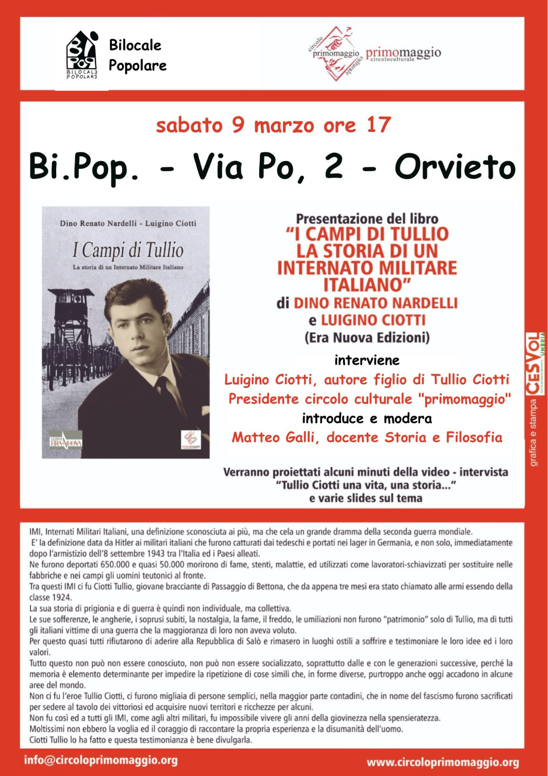 "I Campi di Tullio. La storia di un Internato Militare Italiano" al ...